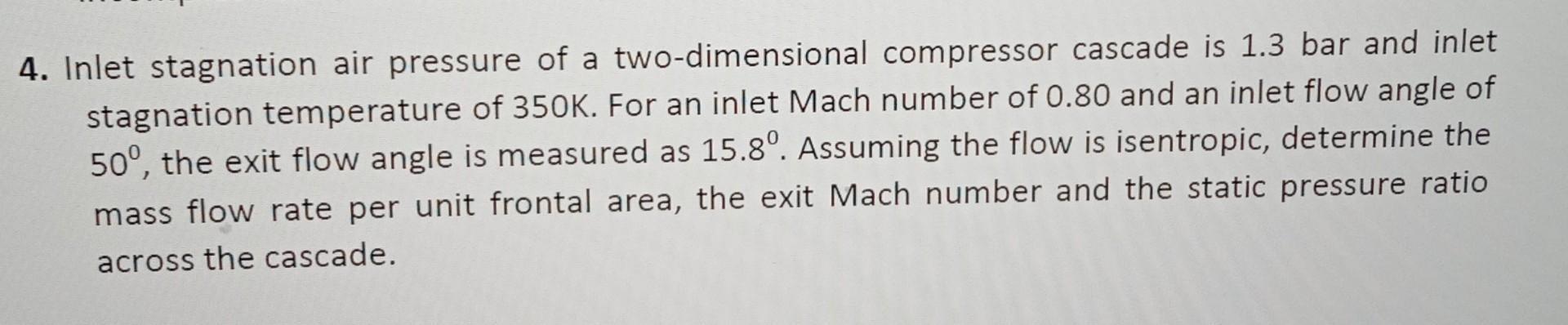 Solved 4. Inlet stagnation air pressure of a two-dimensional | Chegg.com