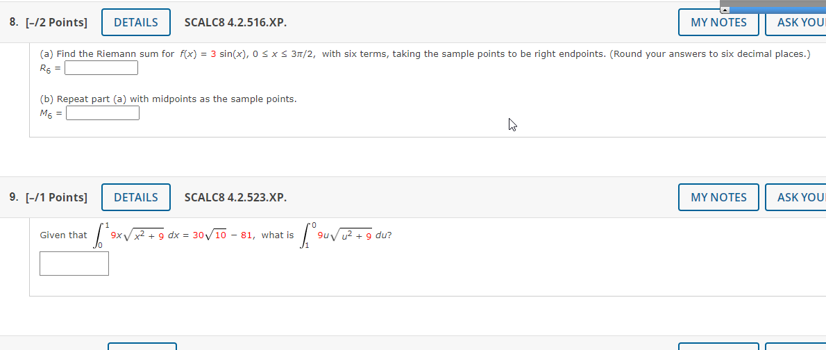 Solved 8. [-/2 Points] DETAILS SCALC8 4.2.516.XP. MY NOTES | Chegg.com