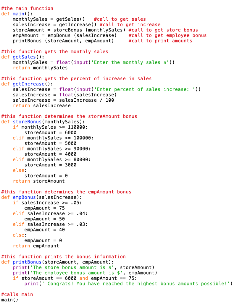 Solved #the main function def main(): monthlySales = | Chegg.com