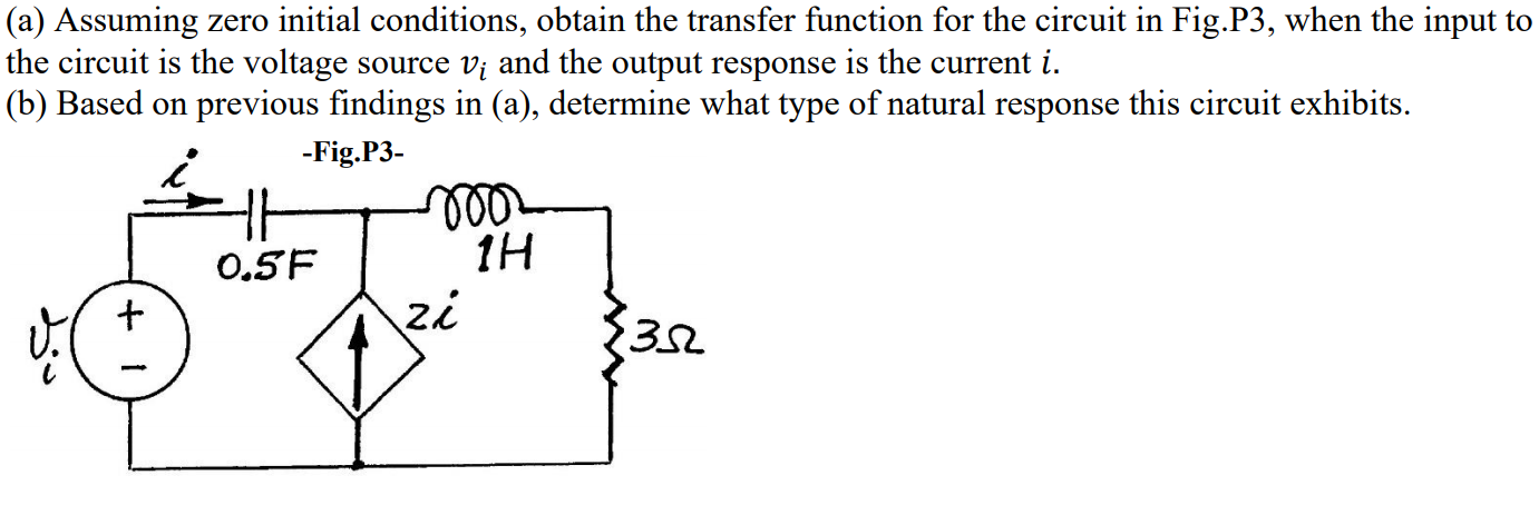 Solved (a) Assuming zero initial conditions, obtain the | Chegg.com