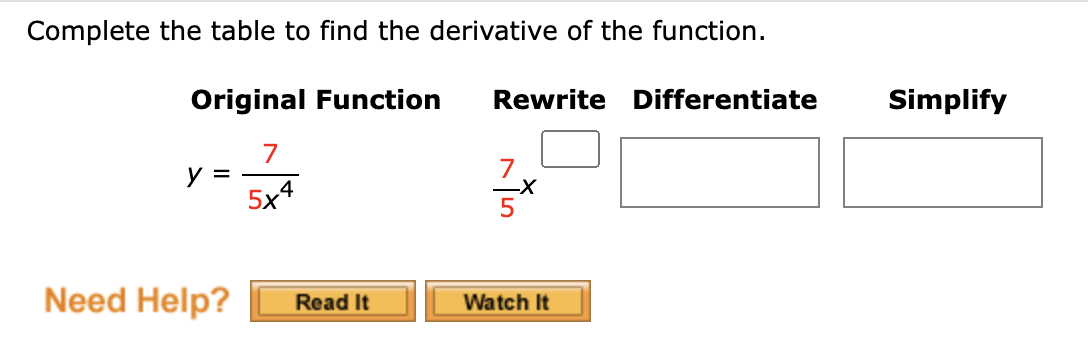 Solved Complete the table to find the derivative of the | Chegg.com
