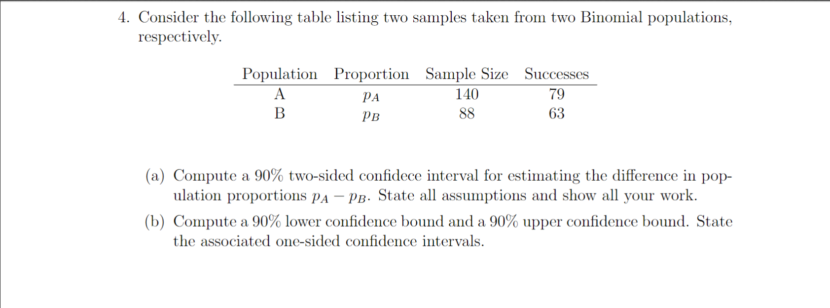 Solved 3. Consider the following table listing two samples | Chegg.com