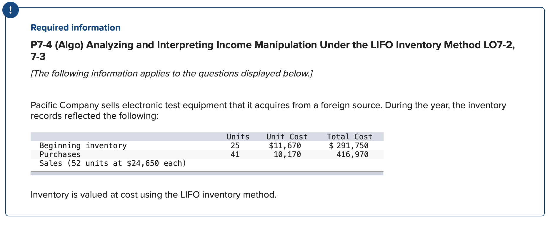 Solved ! Required information P7-4 (Algo) Analyzing and | Chegg.com