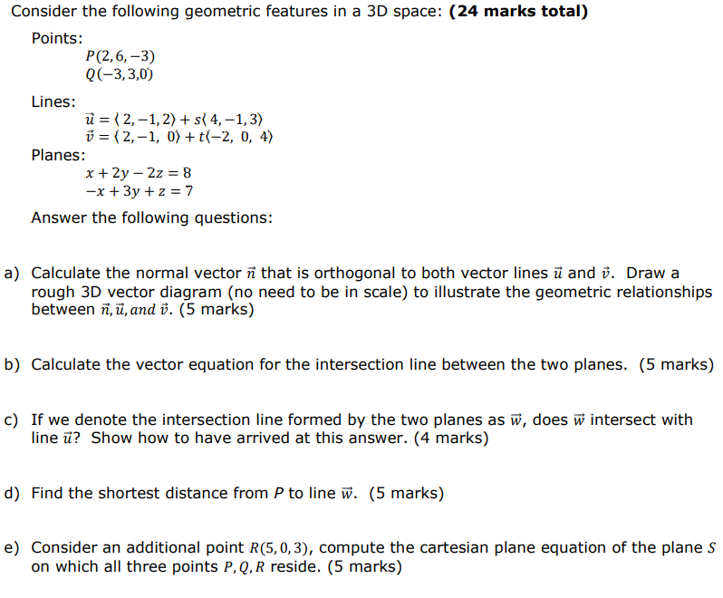 Solved Consider the following geometric features in a 3D | Chegg.com