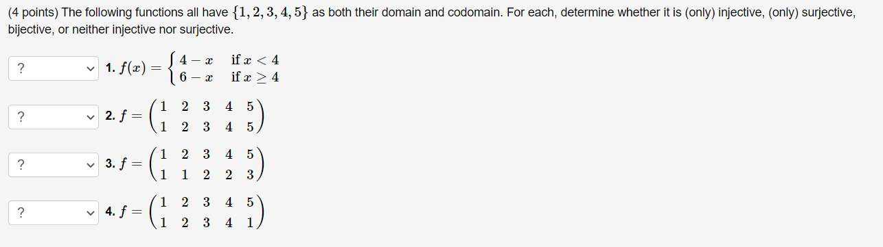 Solved (4 points) The following functions all have | Chegg.com