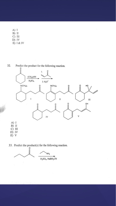 Solved Predict the product for the following reaction. A) I | Chegg.com