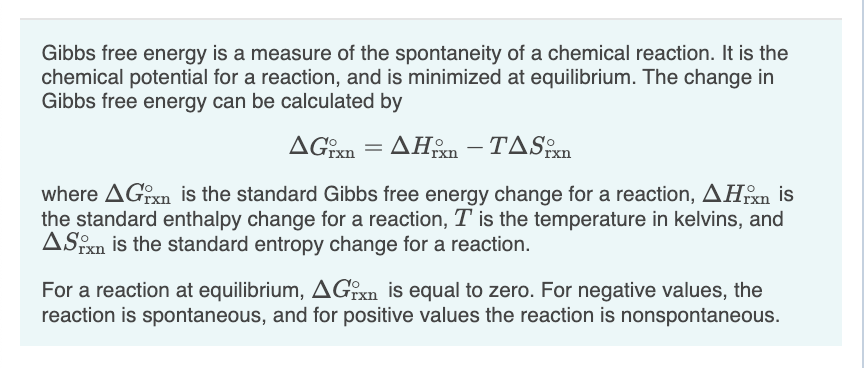 Solved Gibbs free energy is a measure of the spontaneity of | Chegg.com