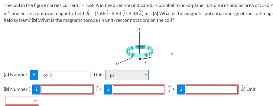 Solved The coil in the figure carries current i=1.68 A in | Chegg.com