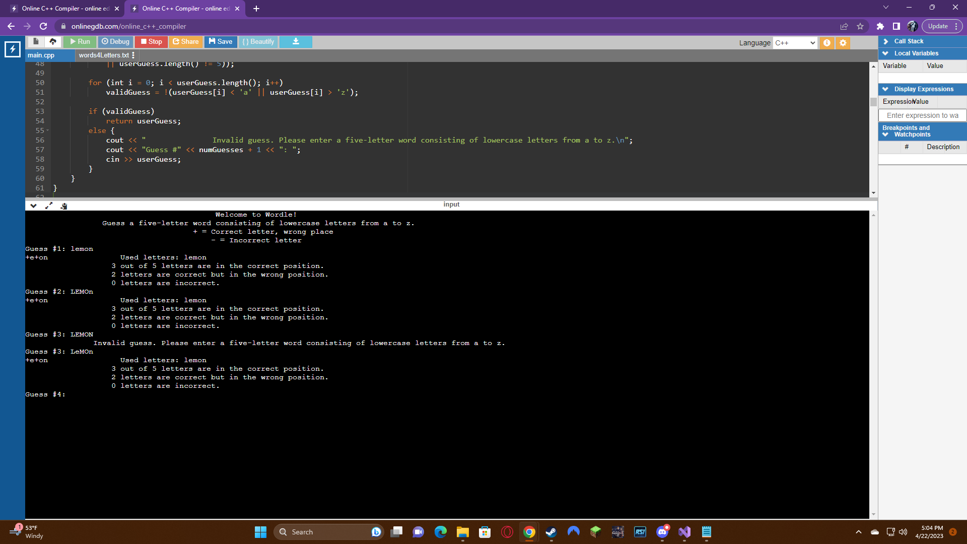 Solved Please modify the code so that it will also accept | Chegg.com
