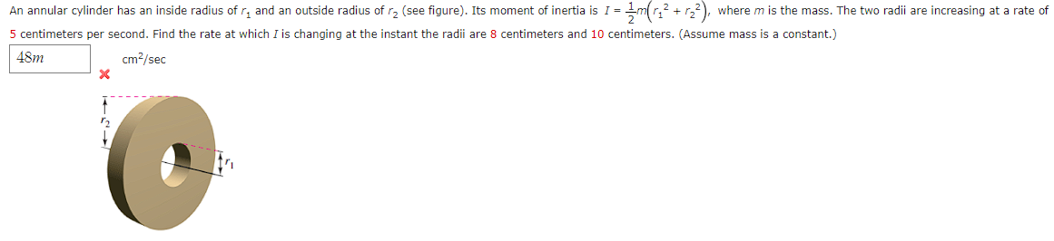 Solved An annular cylinder has an inside radius of r1 and an | Chegg.com