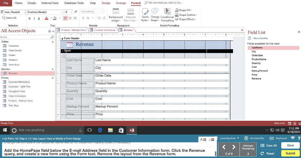 Solved File Home Create External Data Database Tools Help | Chegg.com