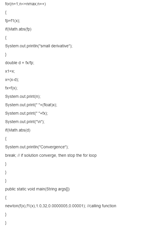 Solved Java code using starting point x, =1 : public class | Chegg.com