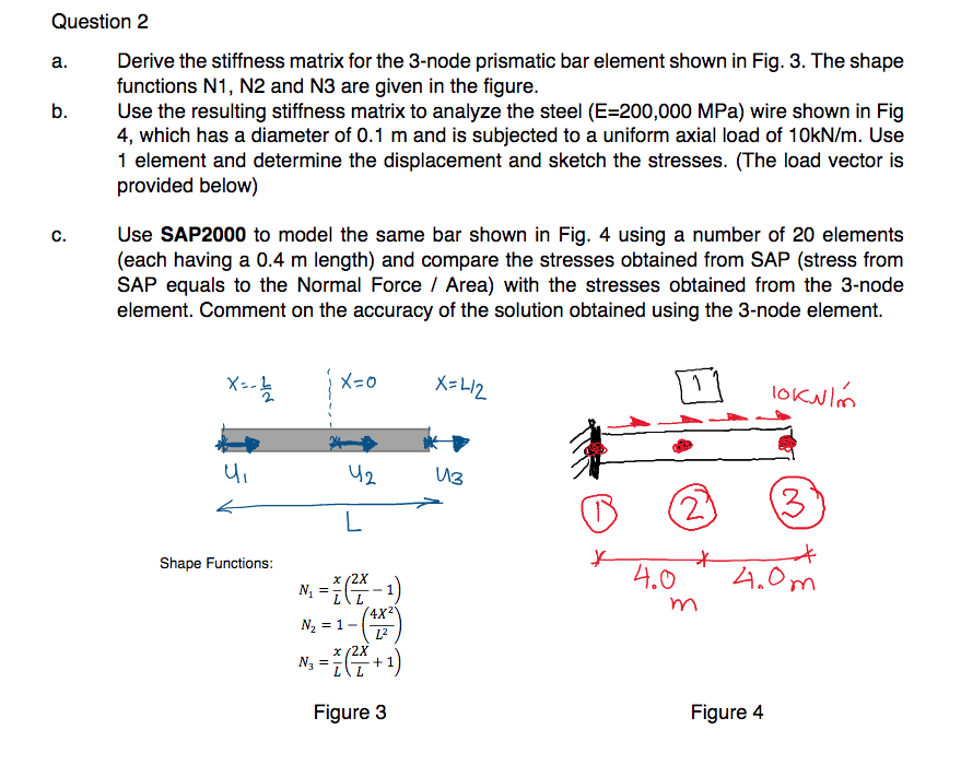 N = - b. Question 2 a. Derive the stiffness matrix | Chegg.com