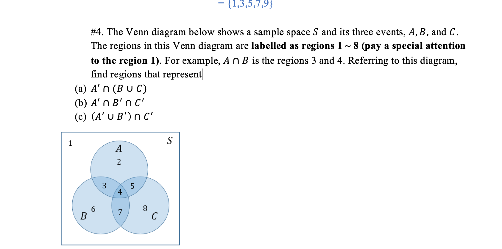 Solved {1,3,5,7,9} #4. The Venn diagram below shows a sample | Chegg.com