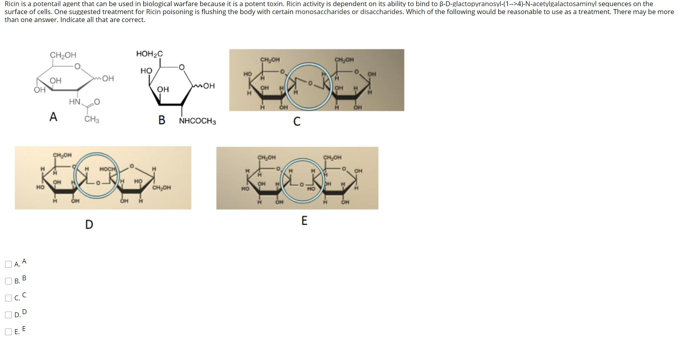 Solved Ricin is a potentail agent that can be used in | Chegg.com