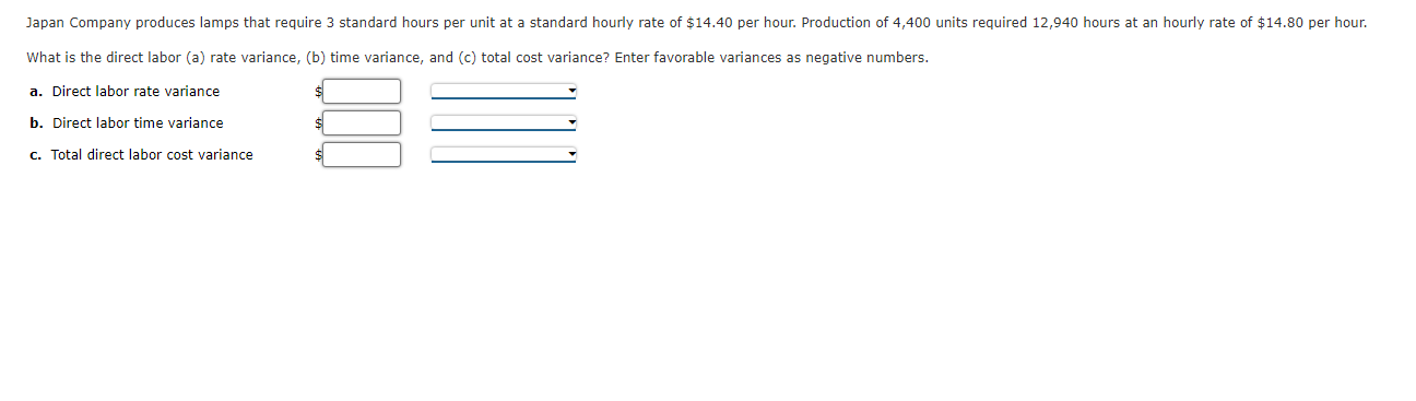 Solved What Is The Direct Labor A Rate Variance B Time