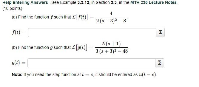 Solved Help Entering Answers See Example 3.3.12, in Section | Chegg.com