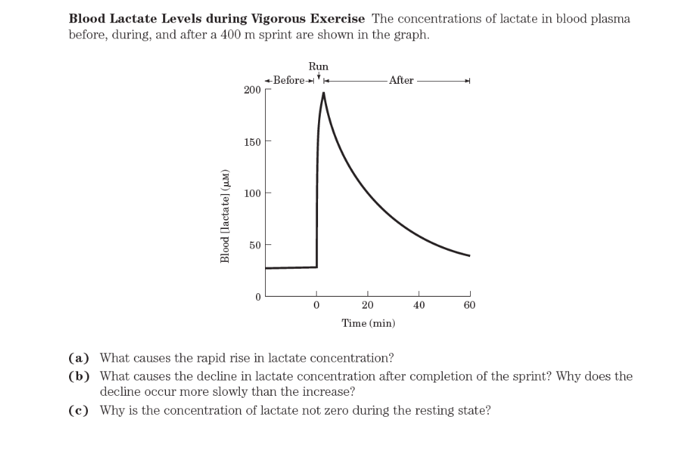 Solved Blood Lactate Levels during Vigorous Exercise The | Chegg.com