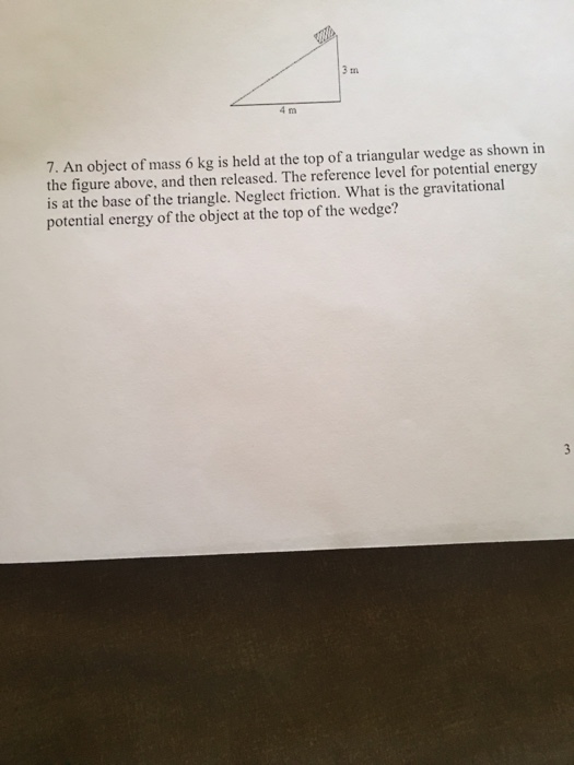 Solved An object of mass 6 kg is held at the top of a | Chegg.com