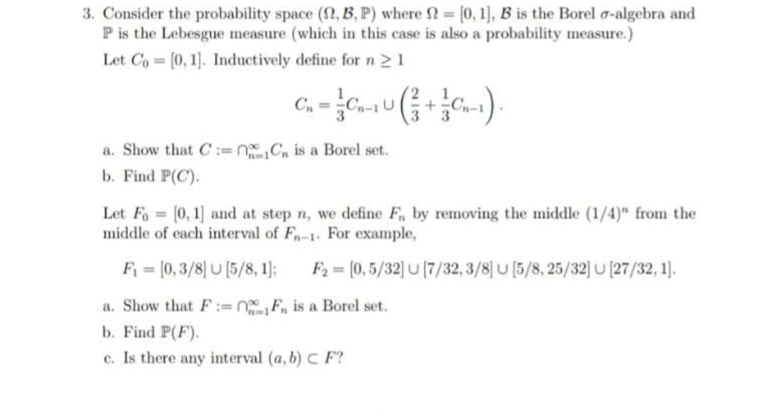 Solved Consider the probability space (Ω,B,P) where | Chegg.com