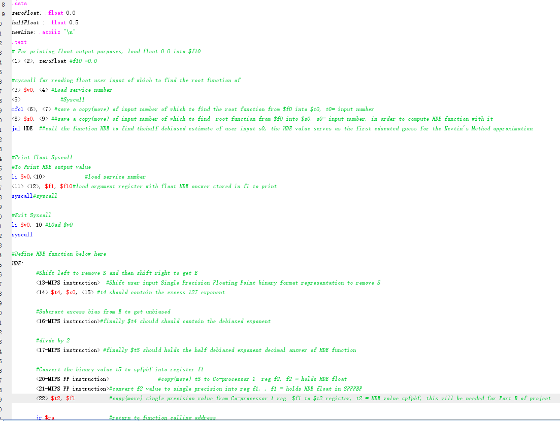 Solved Fill in 1-22 in template using MIPS. (YOU MUST USE | Chegg.com
