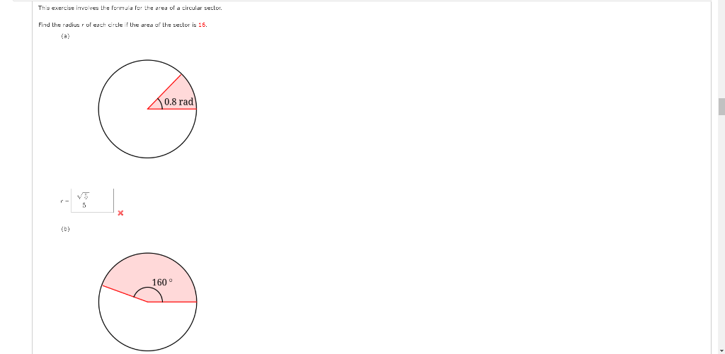 Solved Find the radius r of each circle if the area of the | Chegg.com