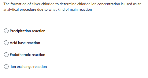 Solved The formation of silver chloride to determine | Chegg.com