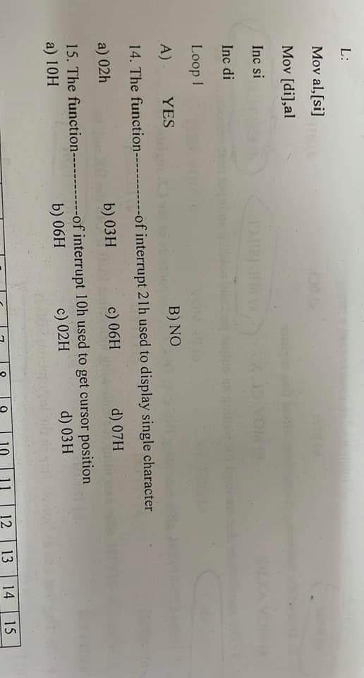 14. The functionof interrupt 21 h used to display | Chegg.com