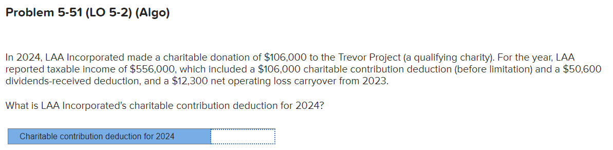 Solved Problem 5-51 (LO 5-2) (Algo)In 2024, ﻿LAA | Chegg.com