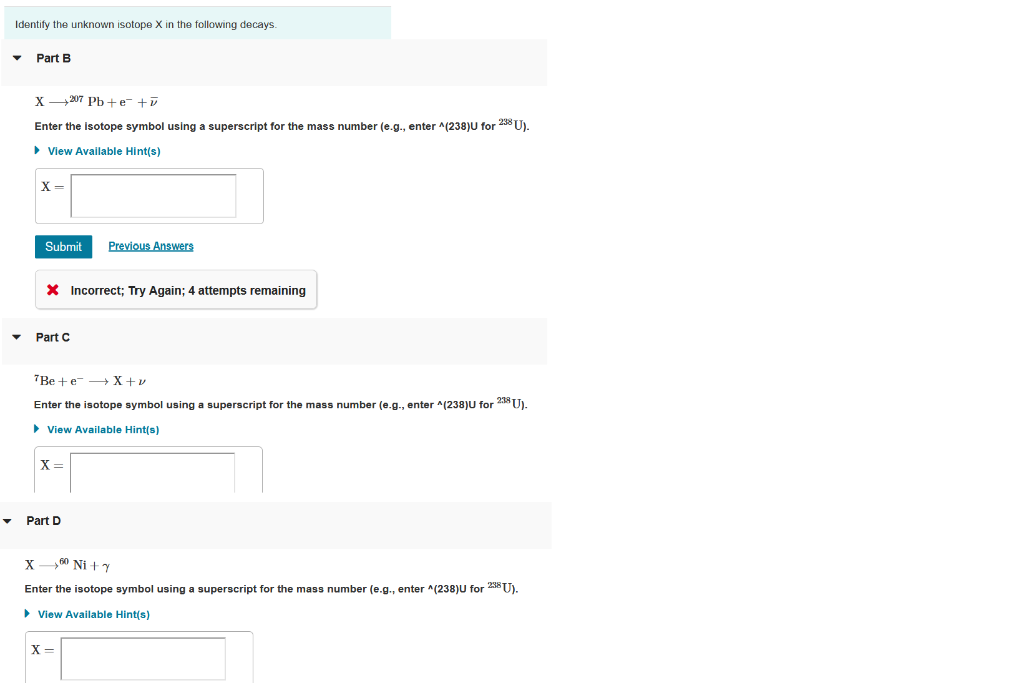 Solved Identify the unknown isotope X in the following | Chegg.com
