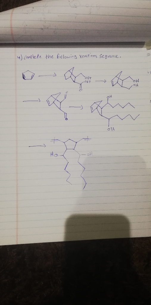 Solved 4) complete the following reactions sequence. > OE+ | Chegg.com