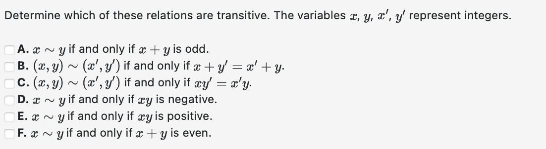 Solved Determine which of ﻿these relations are transitive. | Chegg.com