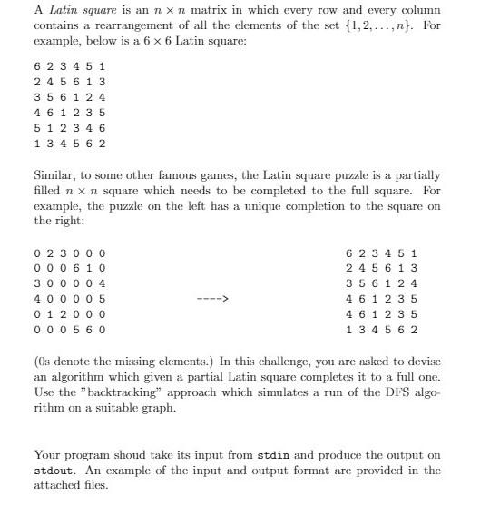 Solved A Latin square is an n x n matrix in which every row | Chegg.com