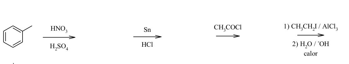 Solved H2SO4 HNO3 CH3COCl 1) CH3CH2I/AlCl3 2) H2O/−OH calor | Chegg.com