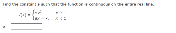 Solved Find the constant a such that the function is | Chegg.com
