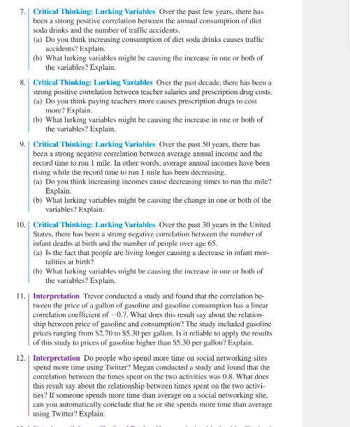 Solved 7. Critical Thinking: Lurking Variables Over the past | Chegg.com