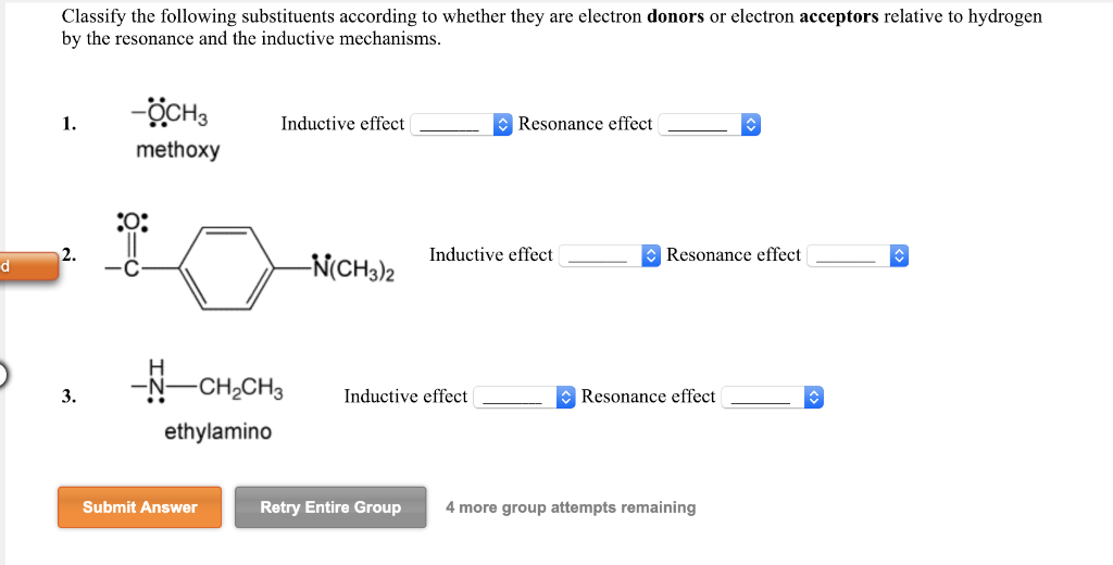Solved Classify the following substituents according to | Chegg.com