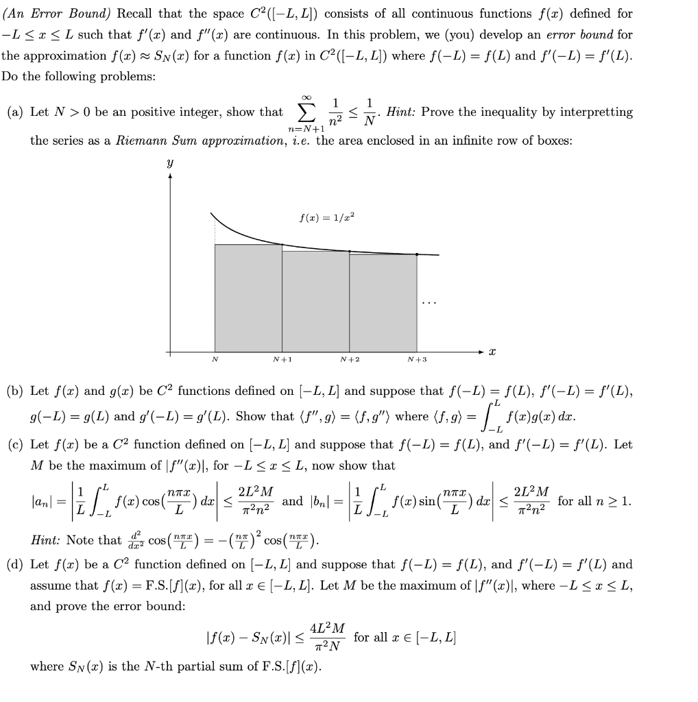 (An Error Bound) Recall that the space C2([−L,L]) | Chegg.com