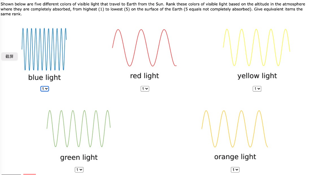 Solved Shown below are five different colors of visible | Chegg.com