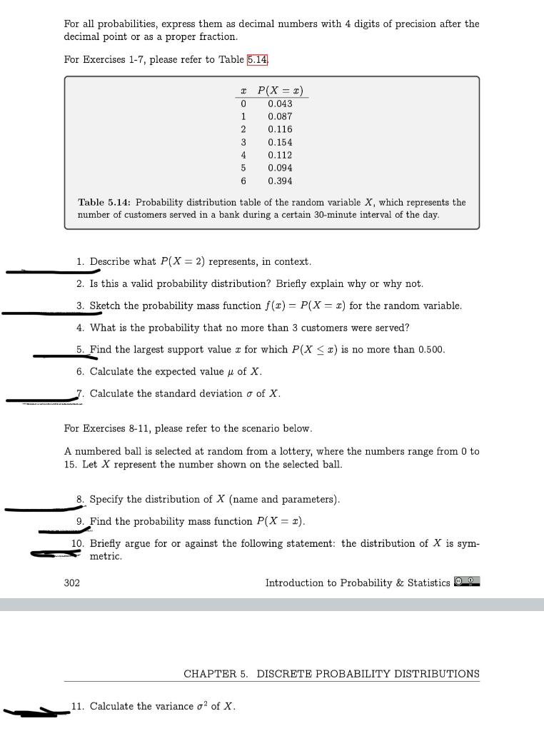 Solved For all probabilities, express them as decimal | Chegg.com