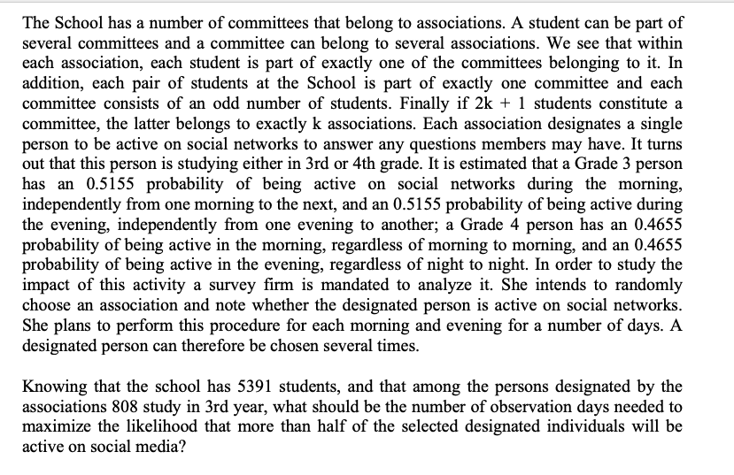 Solved The School has a number of committees that belong to | Chegg.com