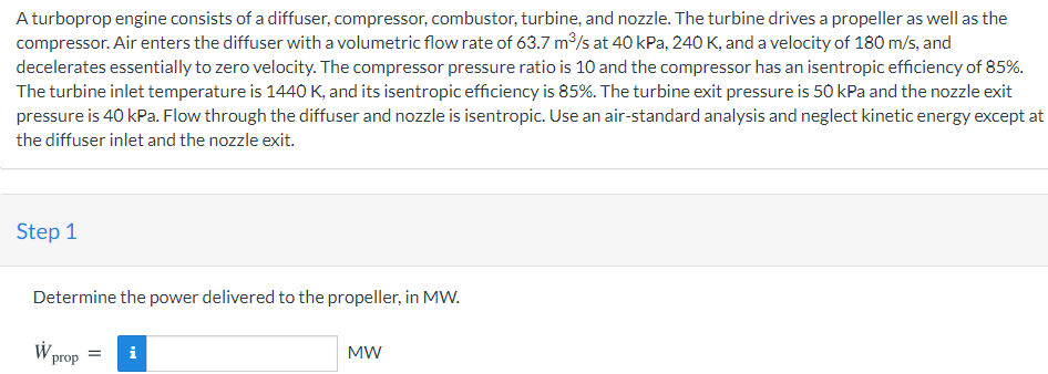 Solved A turboprop engine consists of a diffuser, | Chegg.com