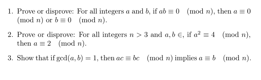 Solved 1. Prove or disprove: For all integers a and b, if ab | Chegg.com
