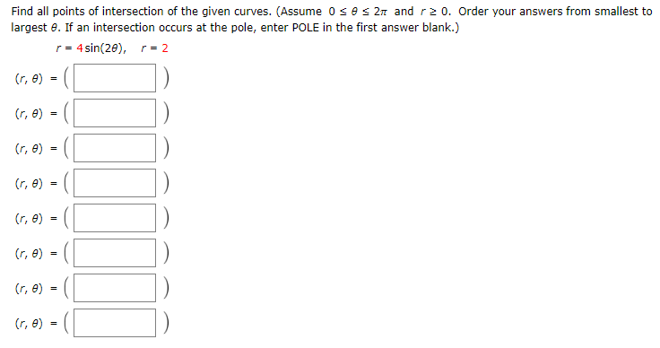 Solved Find all points of intersection of the given curves. | Chegg.com