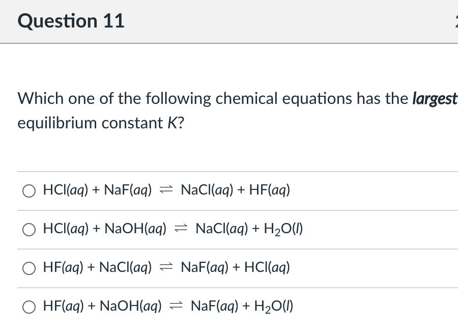 Solved Question 11 Which one of the following chemical | Chegg.com