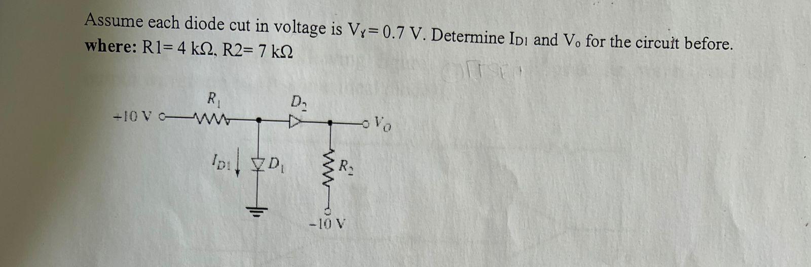 Solved Assume each diode cut in voltage is Vγ=0.7 V. | Chegg.com