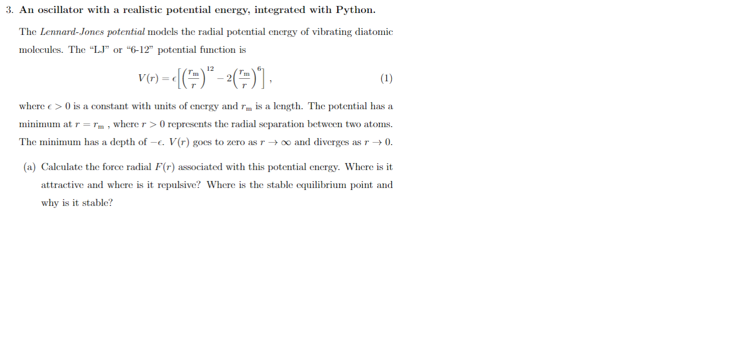 Solved 3. An oscillator with a realistic potential energy, | Chegg.com