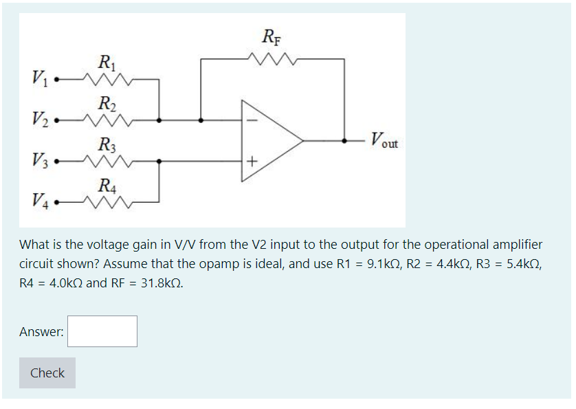 Solved RE R V. R2 V2 R3 - Vout V3 + R4 V4 What is the | Chegg.com
