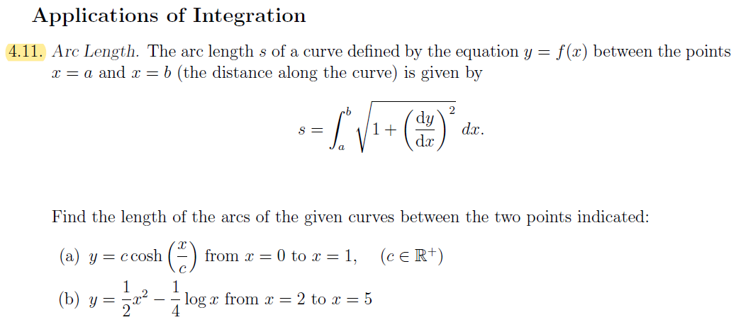 Solved 11. Arc Length. The arc length s of a curve defined | Chegg.com