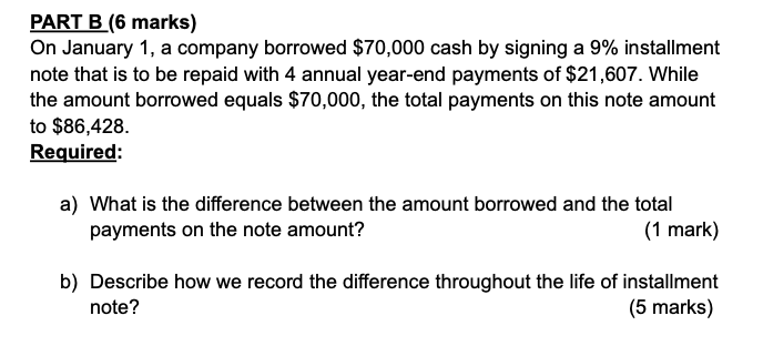 Solved PART B (6 marks) On January 1 , a company borrowed | Chegg.com